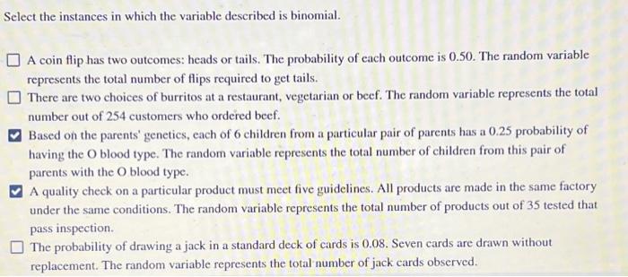 Solved Select the instances in which the variable described | Chegg.com
