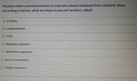 Solved US ports utilize unionized workers to load and unload | Chegg.com