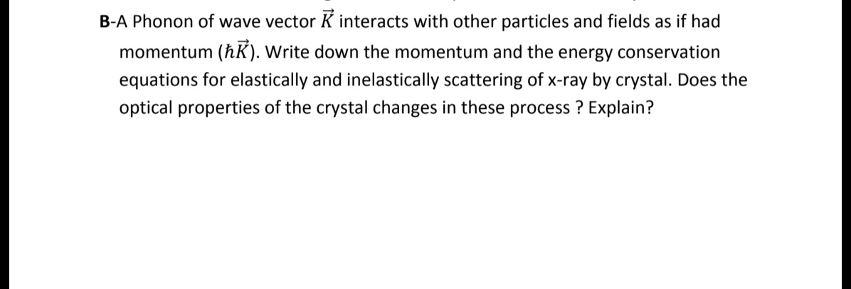 Solved B-A Phonon of wave vector \( \vec{K} \) ﻿interacts | Chegg.com