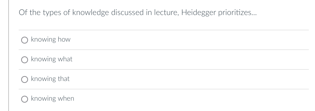 Solved Of the types of knowledge discussed in lecture, | Chegg.com