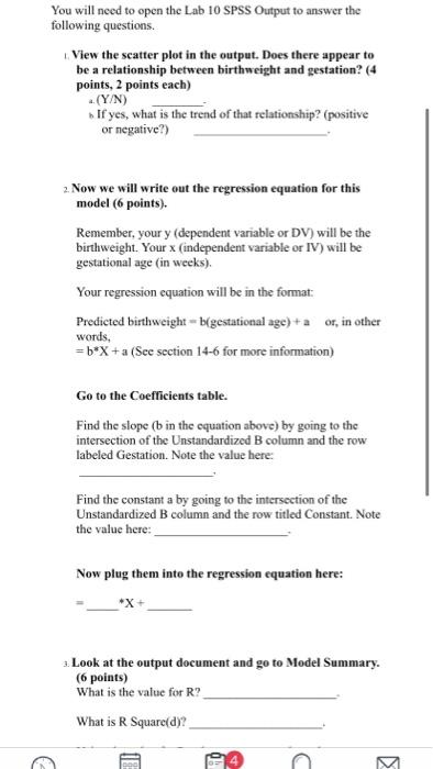 Solved You will need to open the Lab 10 SPSS Output to | Chegg.com
