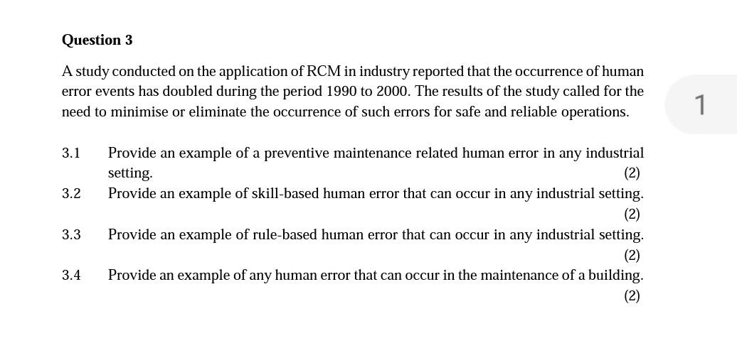Solved A study conducted on the application of RCM in | Chegg.com