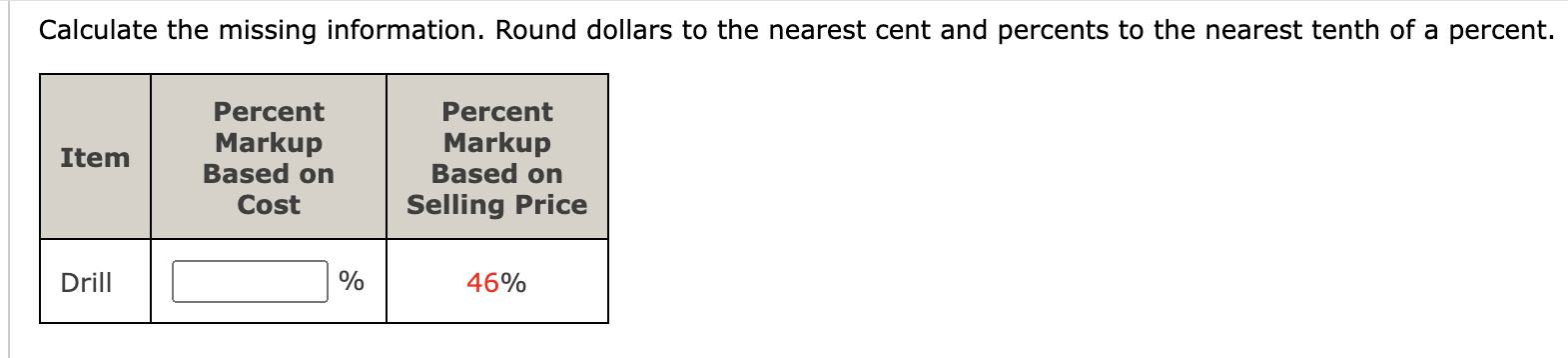 Solved Calculate the missing information. Round dollars to | Chegg.com