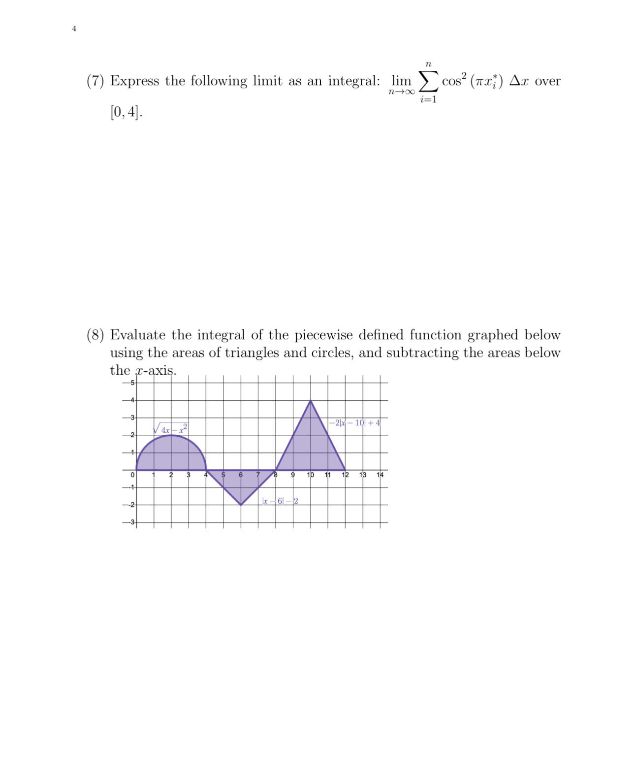 Solved 4(7) ﻿Express the following limit as an integral: | Chegg.com