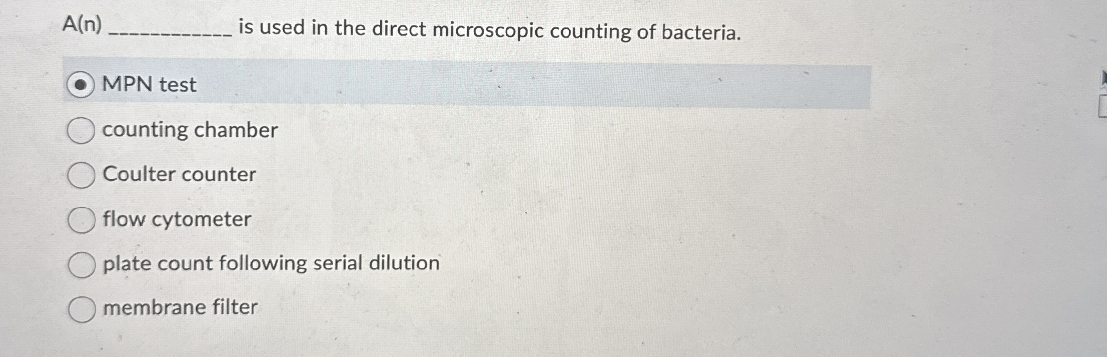Solved A(n)is used in the direct microscopic counting of | Chegg.com
