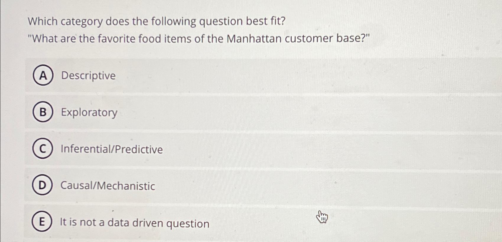 Solved Which category does the following question best | Chegg.com