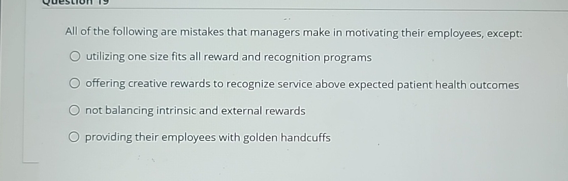 Solved All of the following are mistakes that managers make | Chegg.com