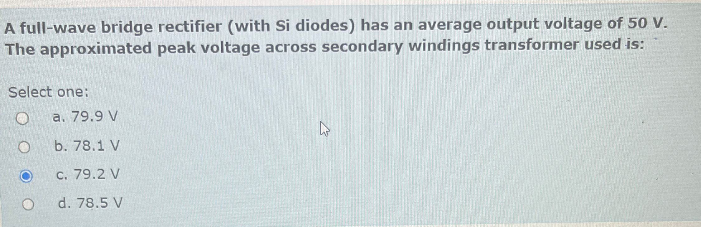 Solved A full-wave bridge rectifier (with Si diodes) ﻿has an | Chegg.com