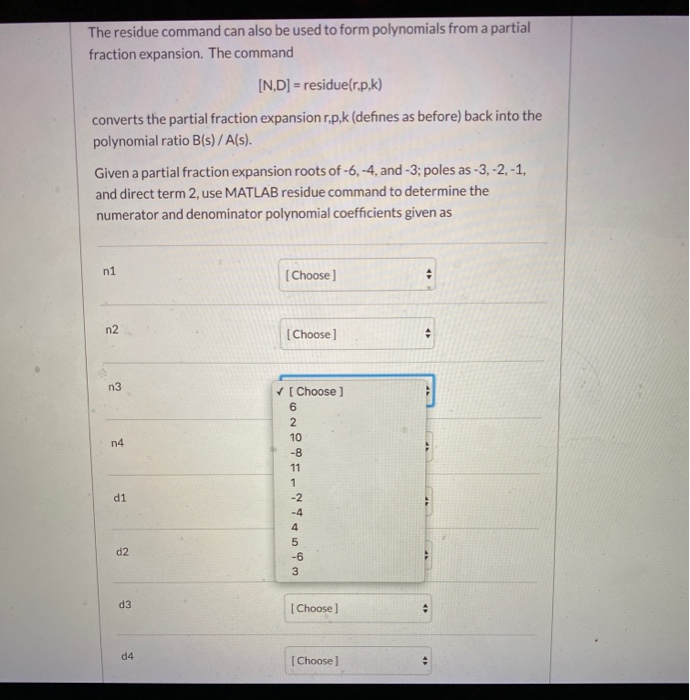 Solved The Residue Command Can Also Be Used To Form 4018