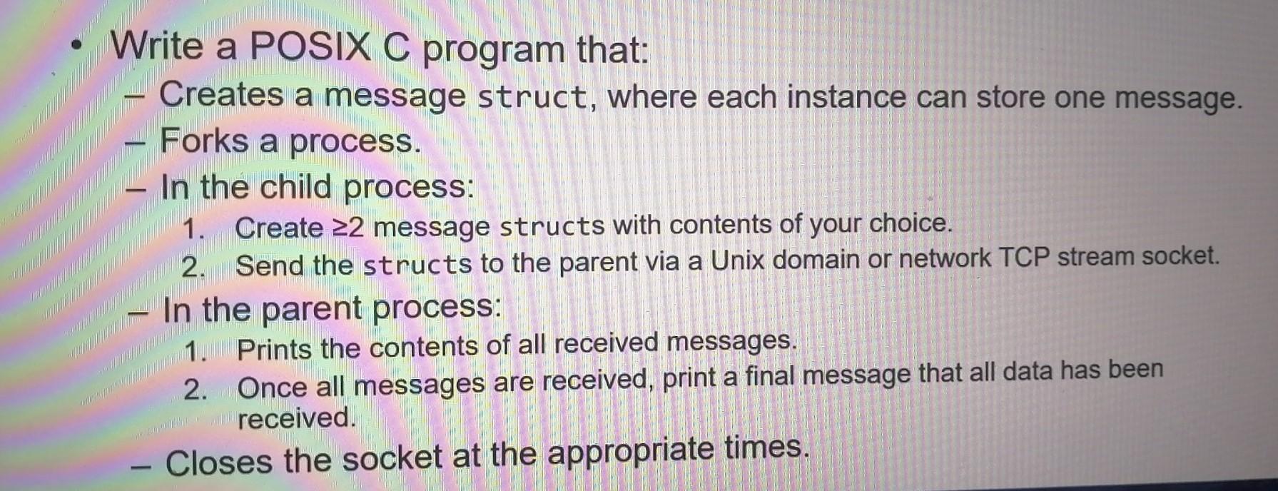Solved Write A Posix C Program That A Creates A Message 1631