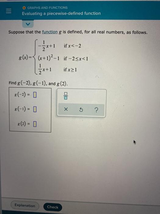 Solved GRAPHS AND FUNCTIONS Evaluating a piecewise-defined | Chegg.com