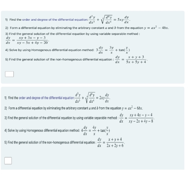 Solved Find the order and degree of the differential | Chegg.com