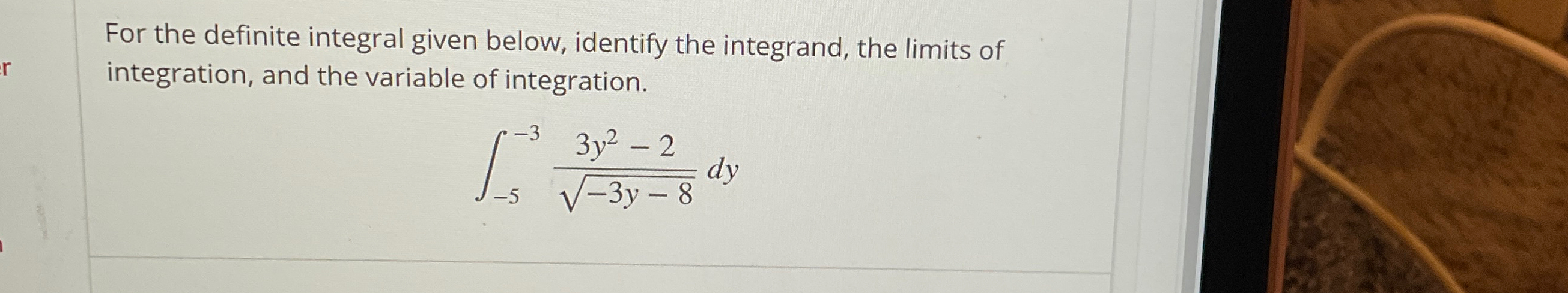 Solved For the definite integral given below, identify the | Chegg.com
