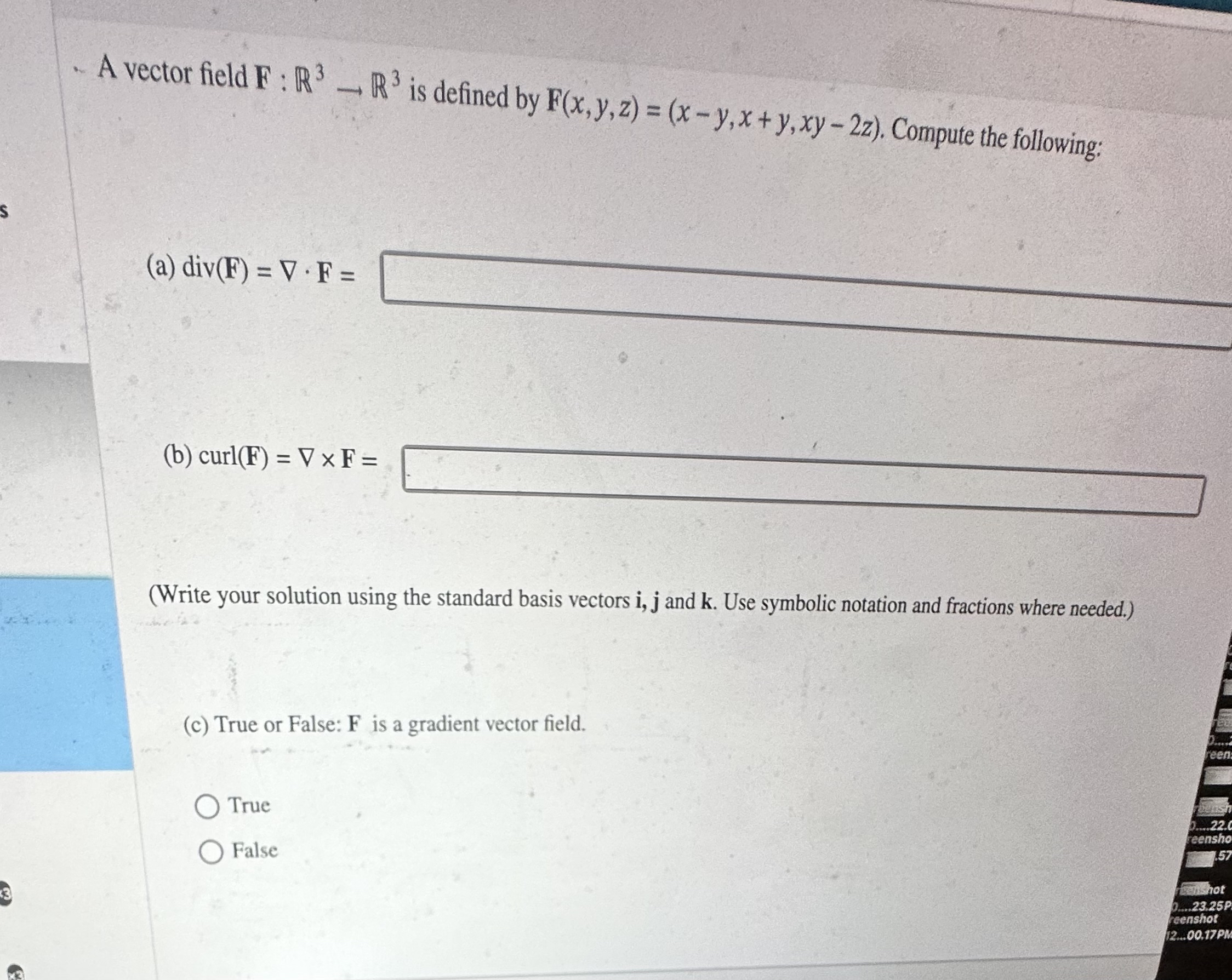 Solved A vector field F:R3→R3 ﻿is defined by | Chegg.com