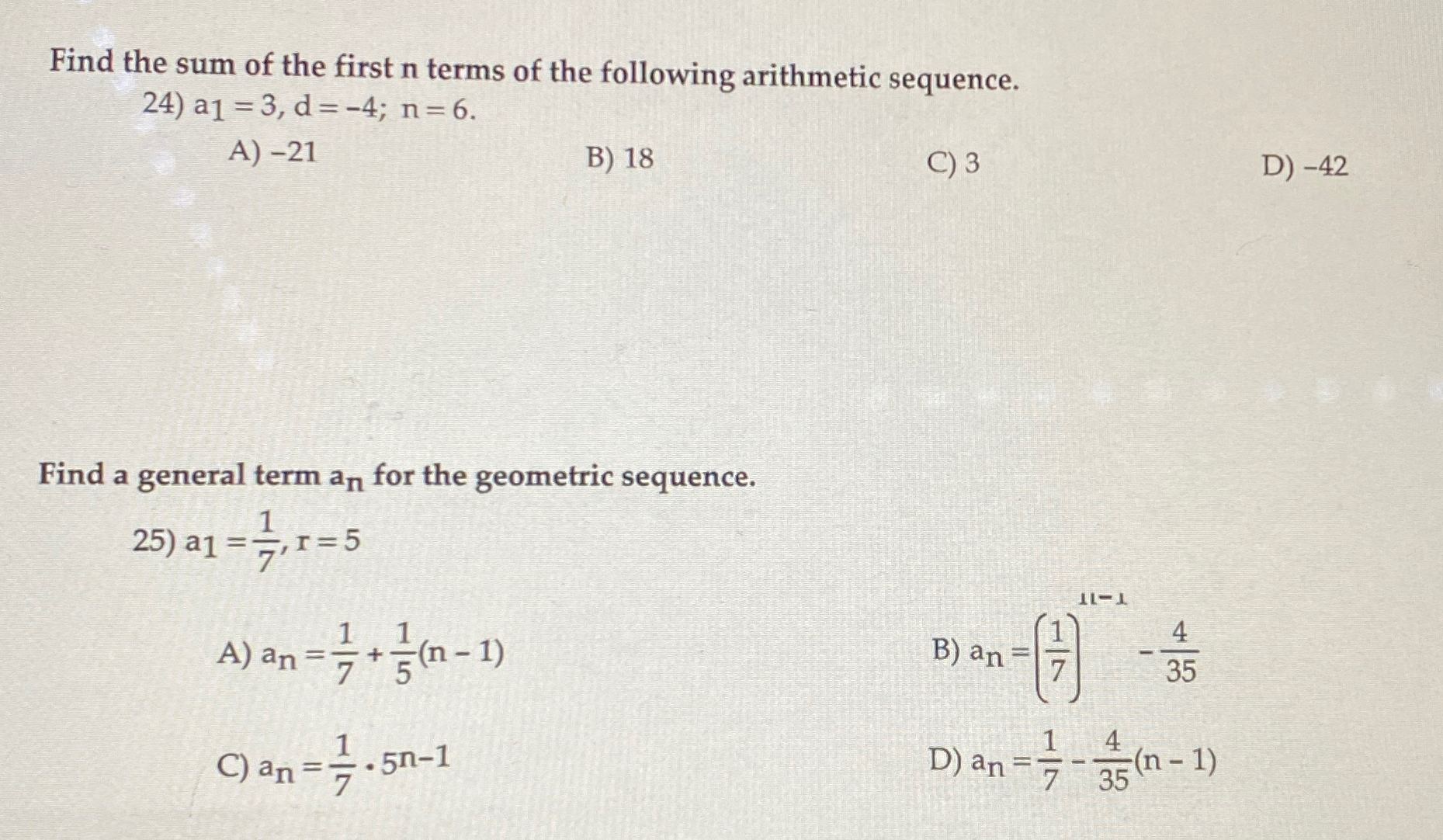 Solved Find the sum of the first n ﻿terms of the following | Chegg.com