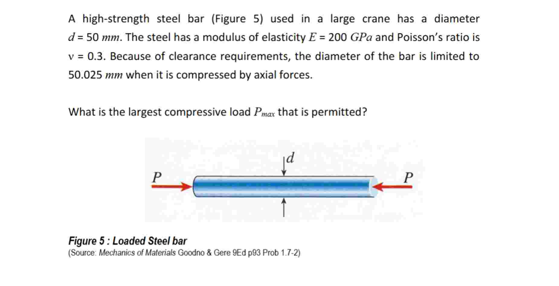 Solved A high-strength steel bar (Figure 5) ﻿used in a large | Chegg.com