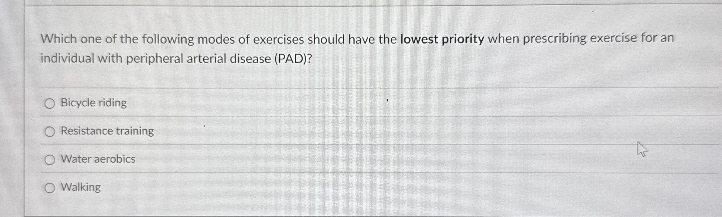 Solved Which one of the following modes of exercises should | Chegg.com