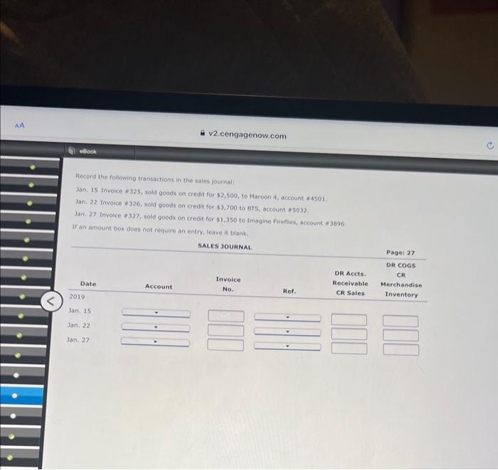 Solved Record the following transactions in the sales | Chegg.com