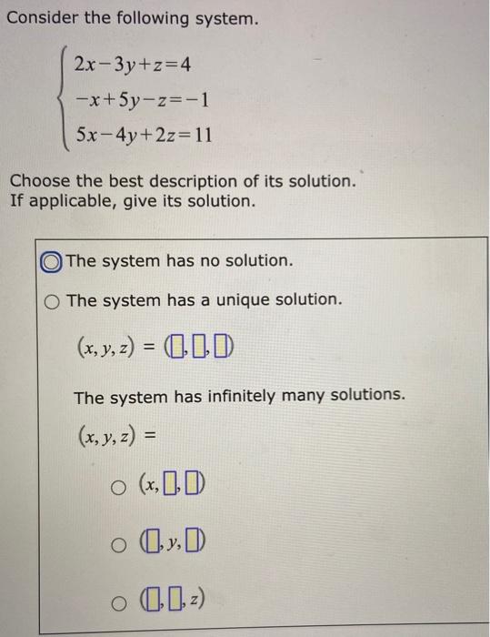 Solved Consider the following system. | Chegg.com