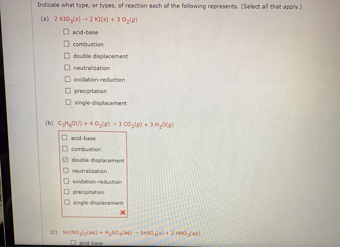 Solved Indicate What Type Or Types Of Reaction Each Of The Chegg Solved Indicate What Type Or Types Of Reaction Each Of The Chegg