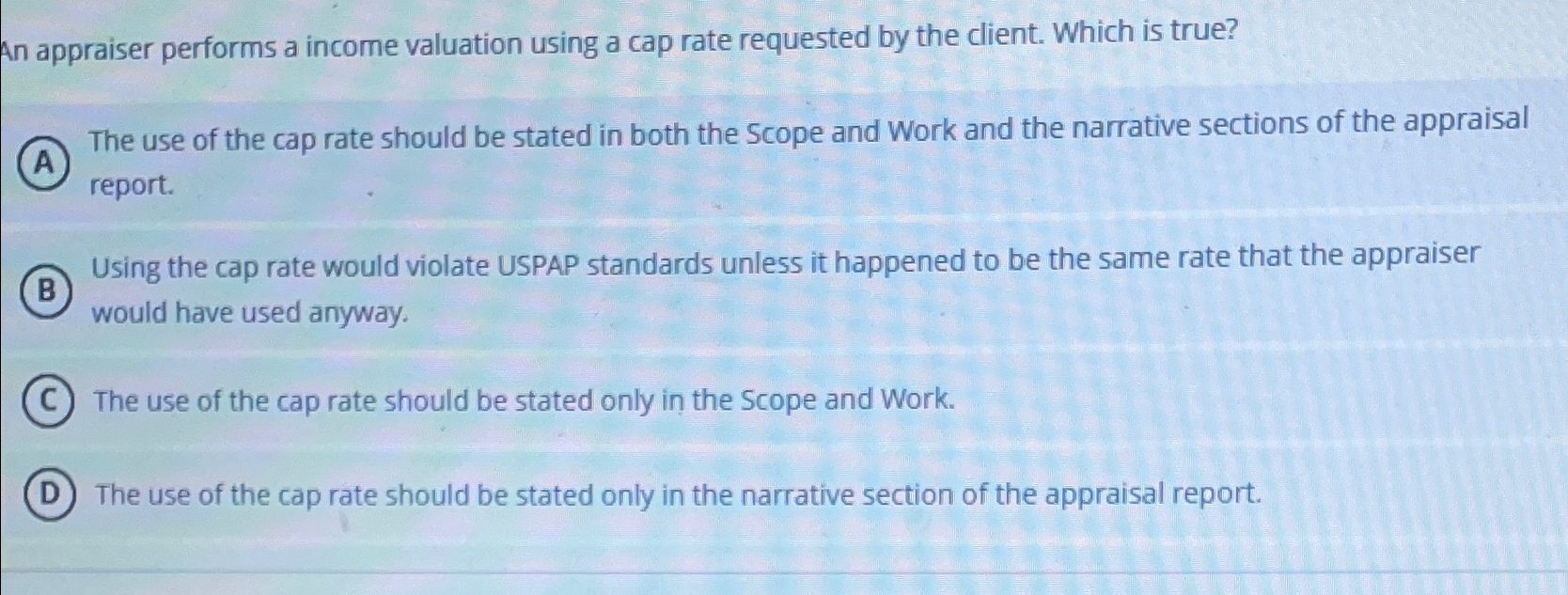 Solved An appraiser performs a income valuation using a cap | Chegg.com