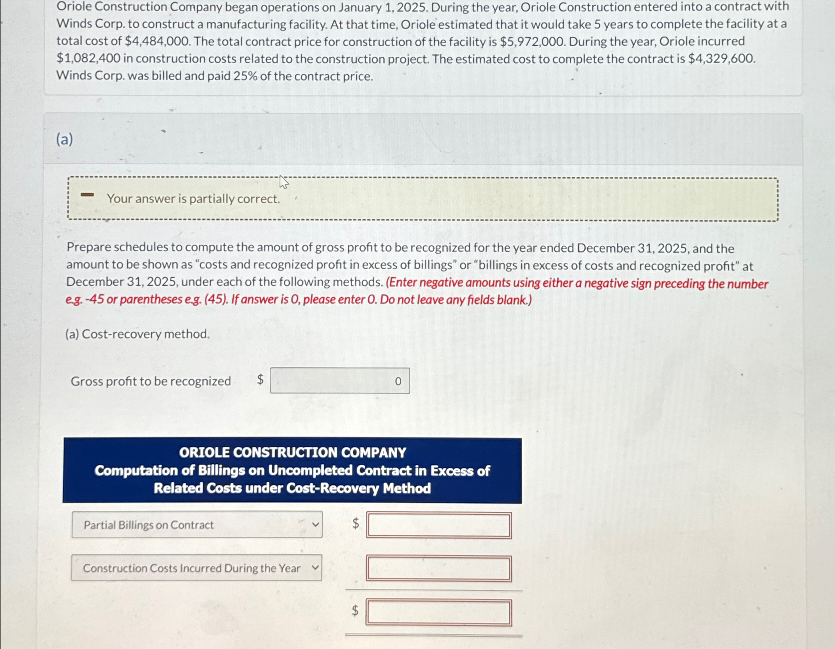 Solved Oriole Construction Company began operations on | Chegg.com