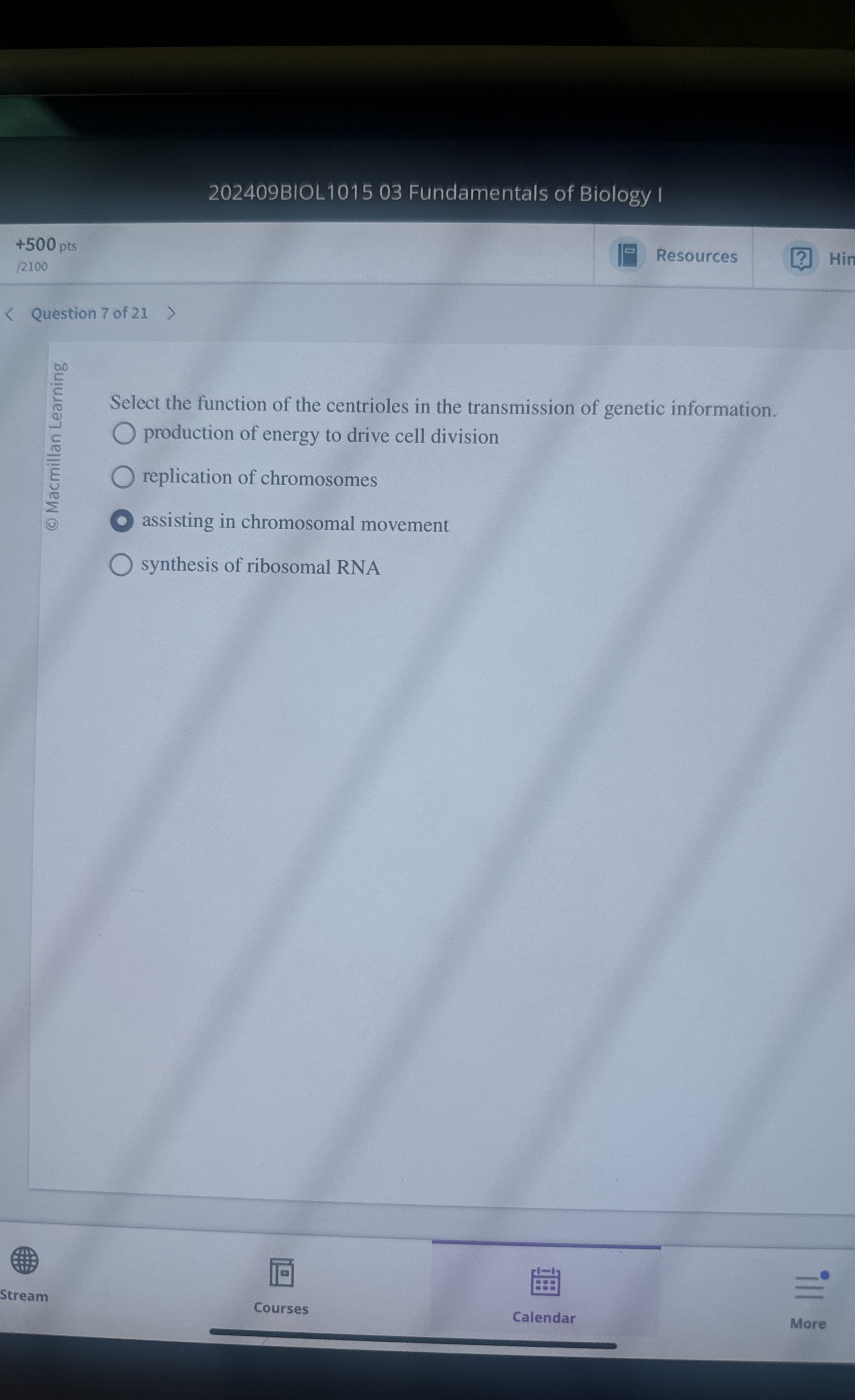 Solved 202409BIOL1015 03 ﻿Fundamentals of Biology I+500 | Chegg.com