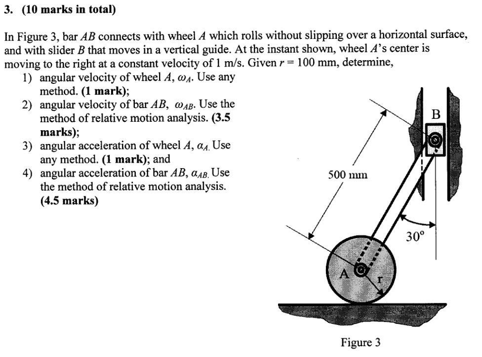 Solved ( 10 ﻿marks in total)In Figure 3, ﻿bar AB ﻿connects | Chegg.com