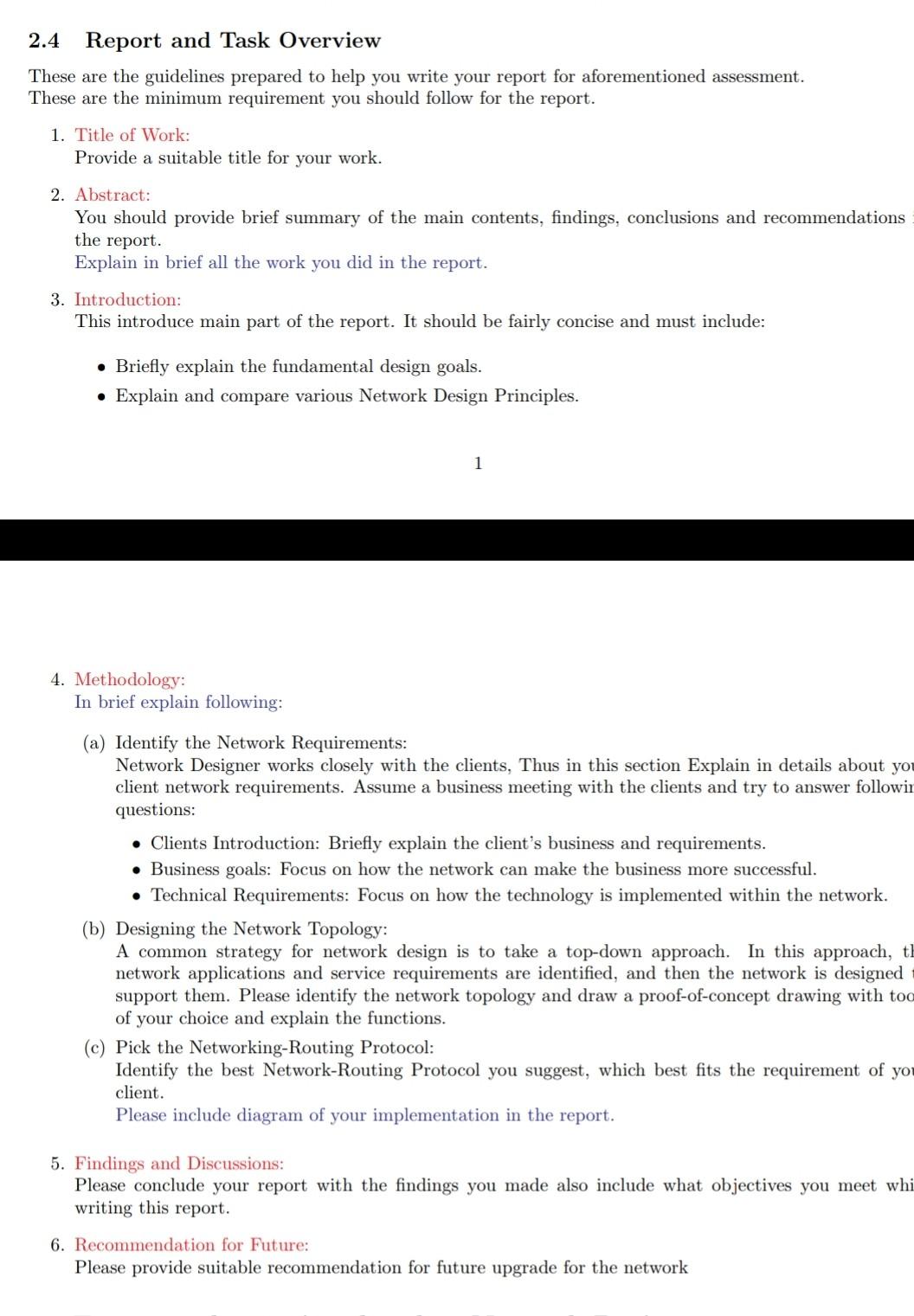 Solved 2.4 Report and Task Overview These are the guidelines | Chegg.com