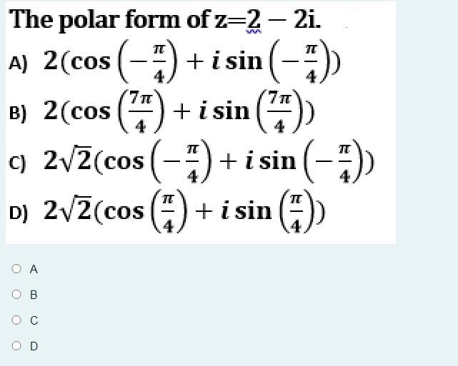 Solved cos(Ina) + isin(Ina) = A) ei B) -ei C) ai D) -a E) 0 | Chegg.com