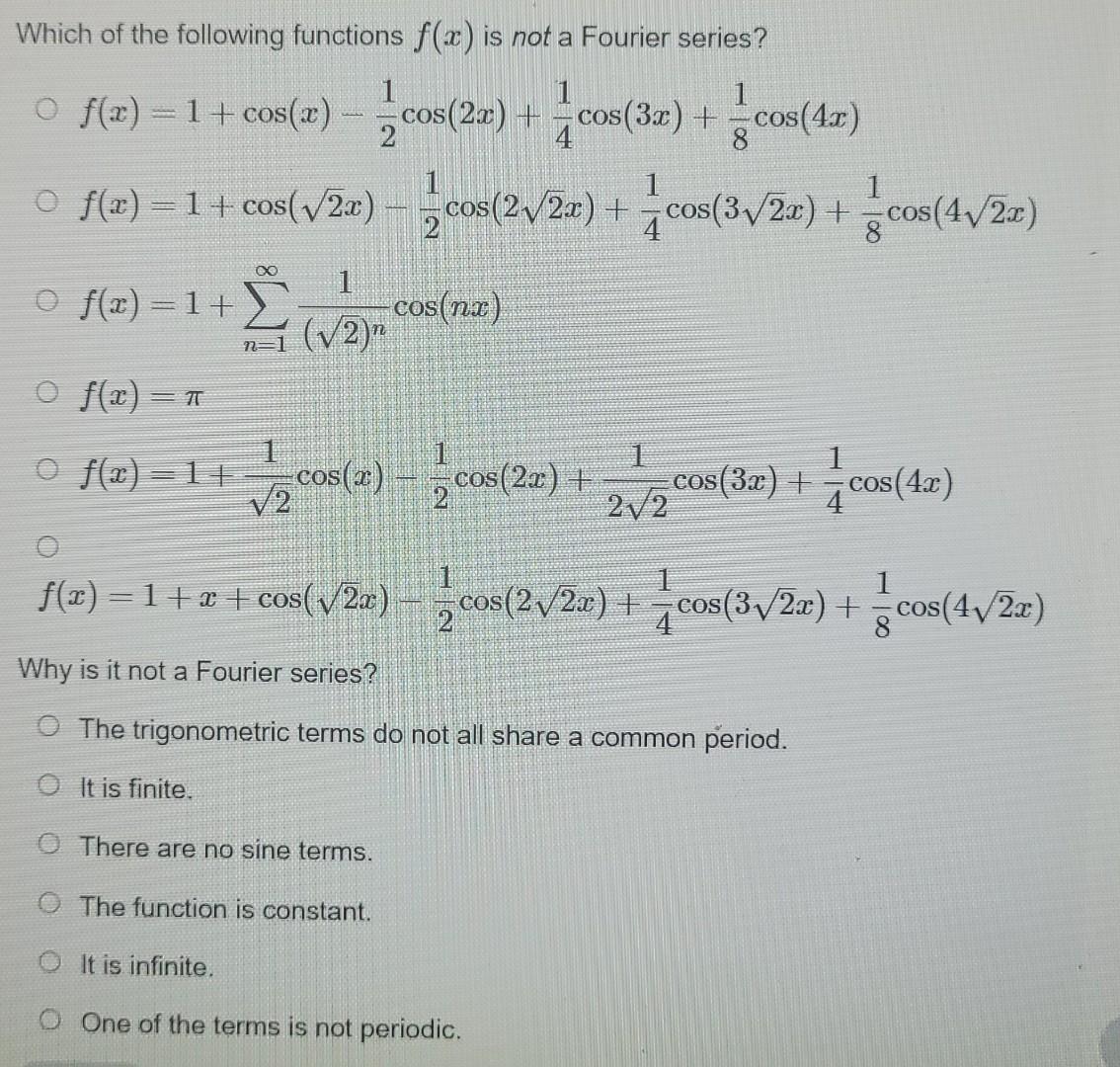 Solved Which of the following functions f(x) is not a | Chegg.com