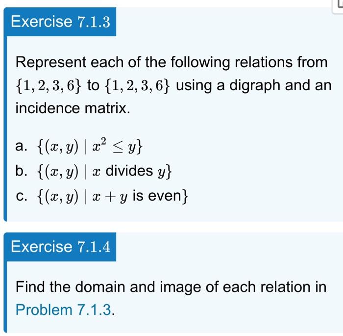 Solved Represent each of the following relations from | Chegg.com