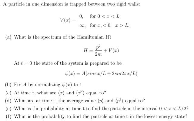 Solved A particle in one dimension is trapped between two | Chegg.com