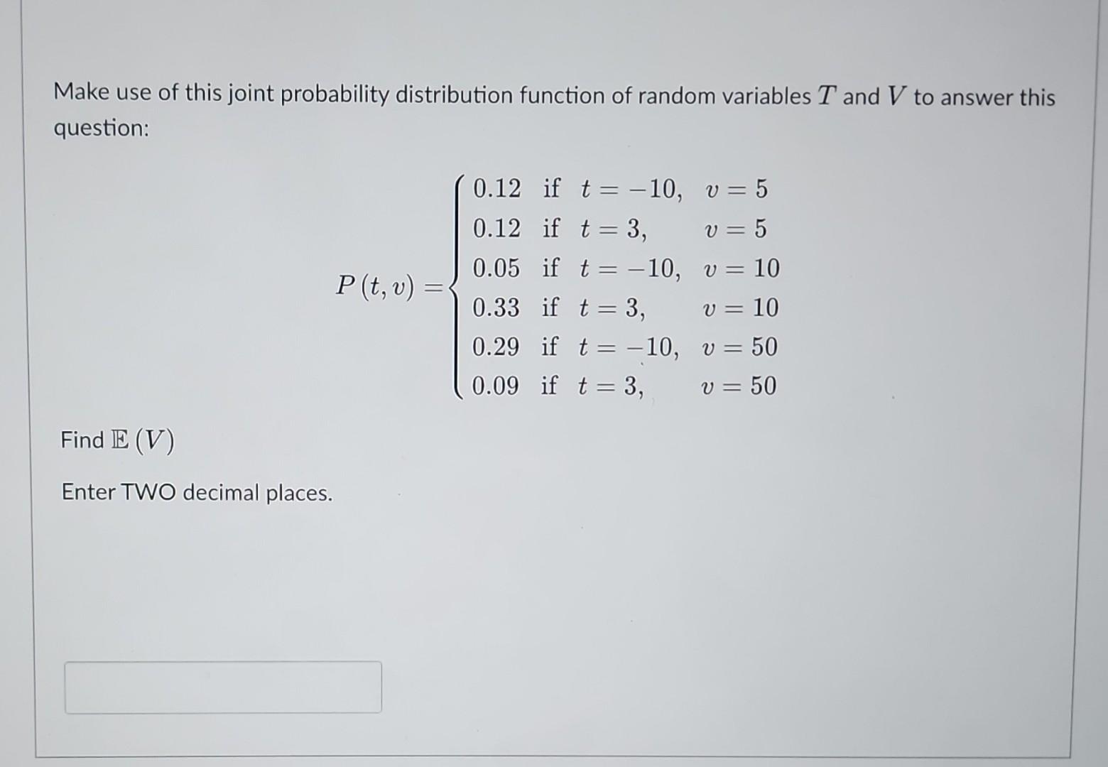 Solved You'll be using this joint probability distribution | Chegg.com