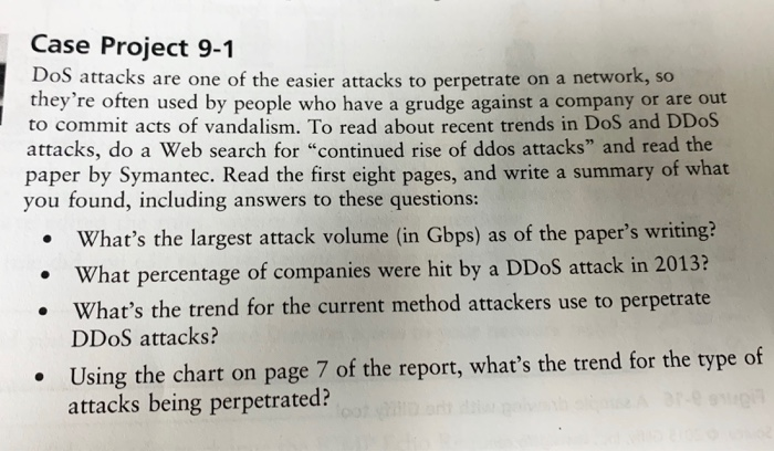 Solved Case Project 9-1 DoS attacks are one of the easier | Chegg.com