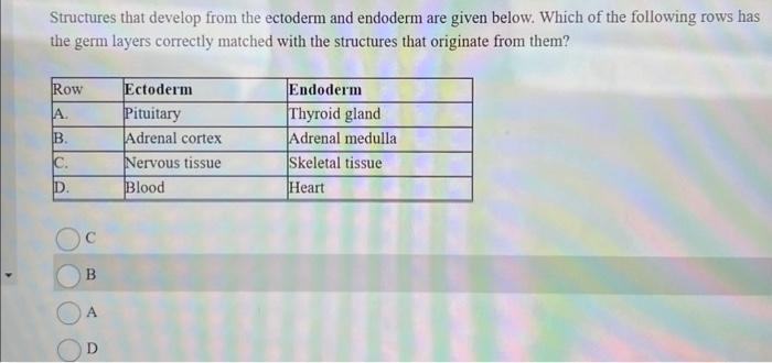Solved Structures that develop from the ectoderm and | Chegg.com