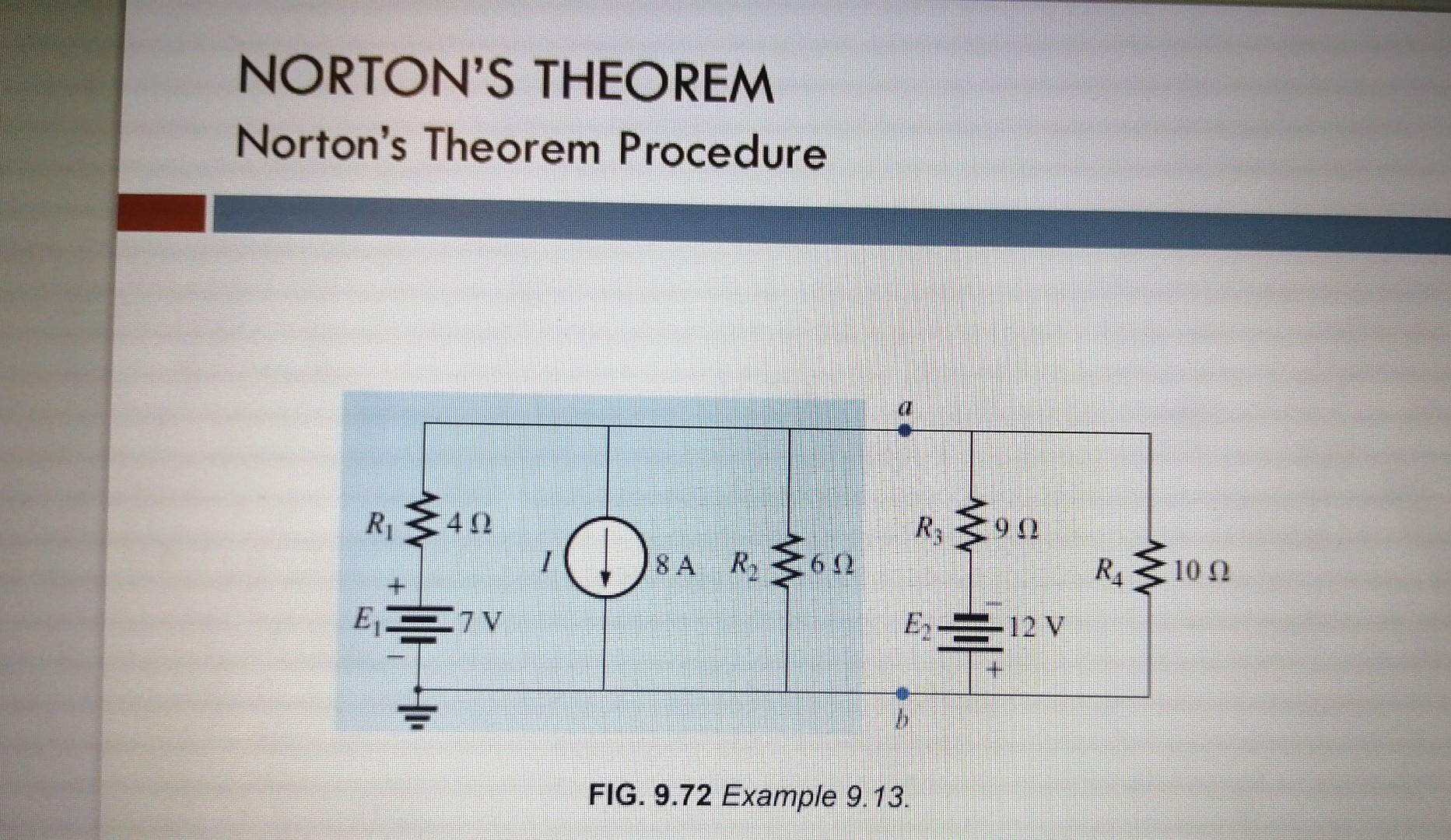 Solved NORTON'S THEOREM Norton's Theorem Procedure FIG. 9.72 | Chegg.com