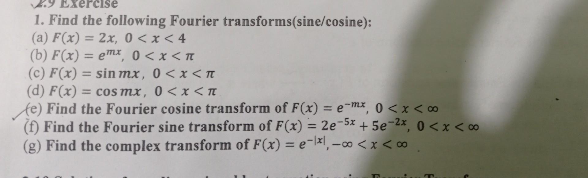 Solved 1 Find The Following Fourier