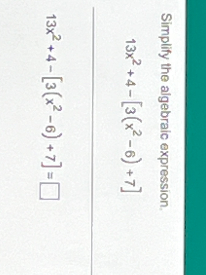 Solved Simplify the algebraic | Chegg.com