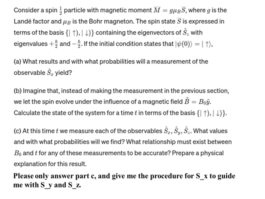 Solved Consider A Spin 12 ﻿particle With Magnetic Moment 