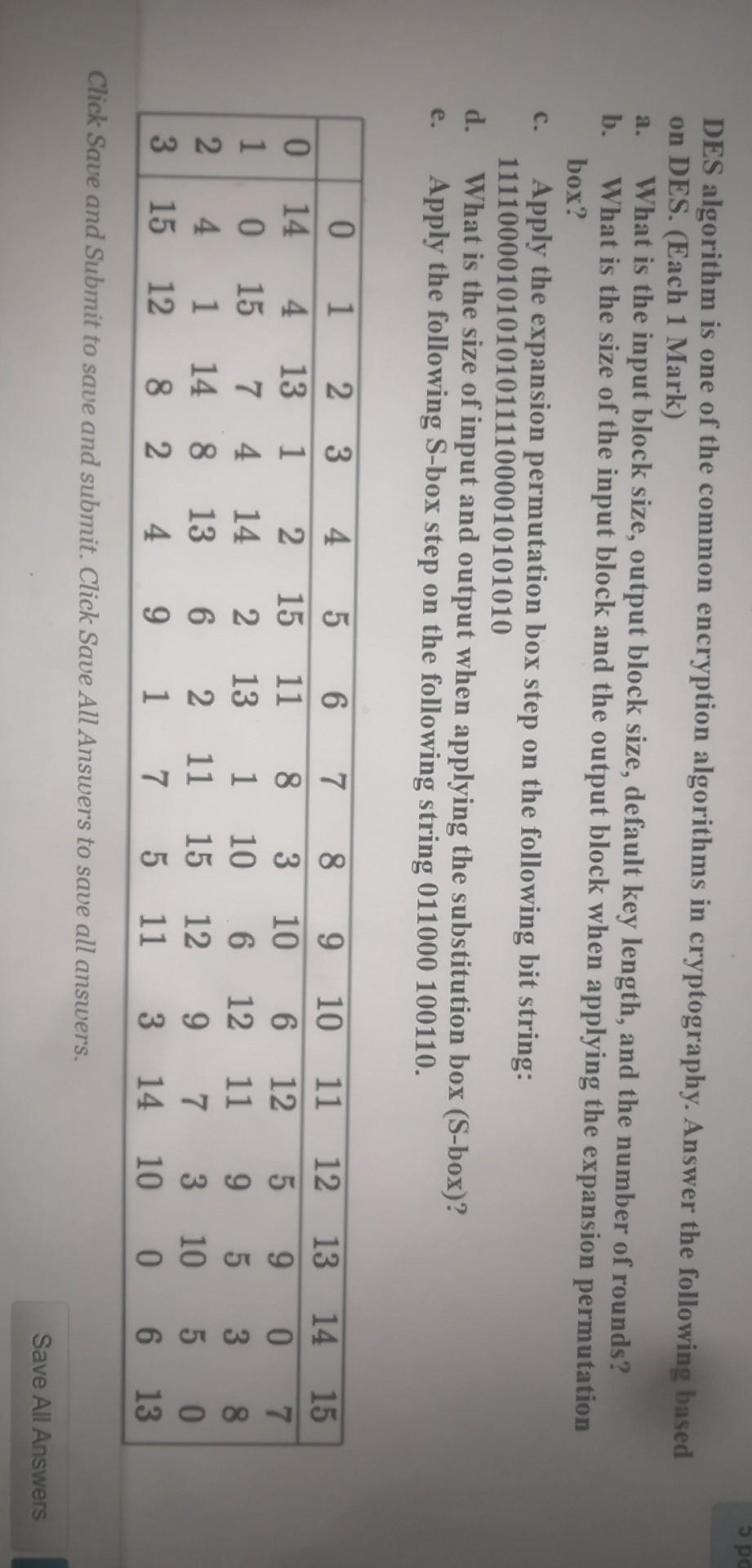 Solved DES algorithm is one of the common encryption | Chegg.com