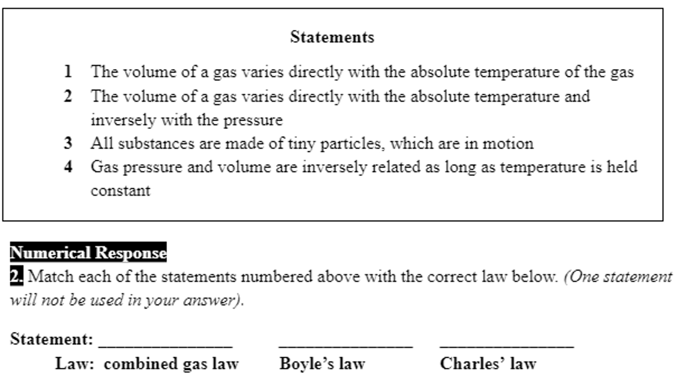Statements1 ﻿The volume of a gas varies directly with | Chegg.com