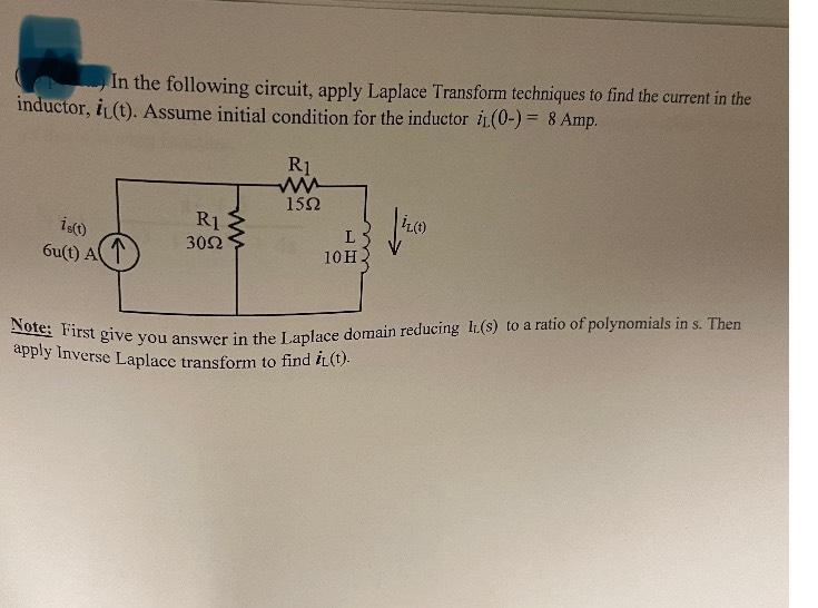 Solved In the following circuit, apply Laplace Transform | Chegg.com