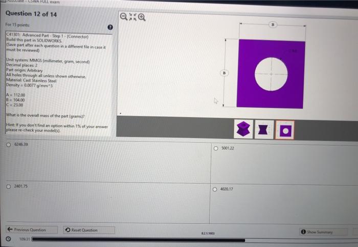 - CSWA FULL Question 12 of 14 + For 15 CAIB | Chegg.com