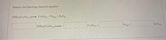 Solved Balance the following chemcial equation: | Chegg.com