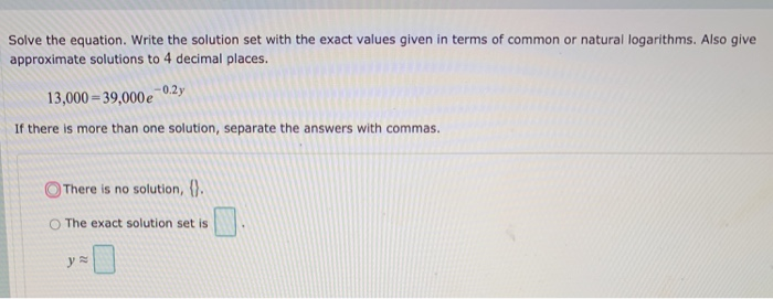 Solved Solve the equation. Write the solution set with the | Chegg.com