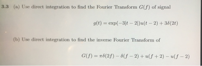Solved 3.3 (a) Use direct integration to find the Fourier | Chegg.com