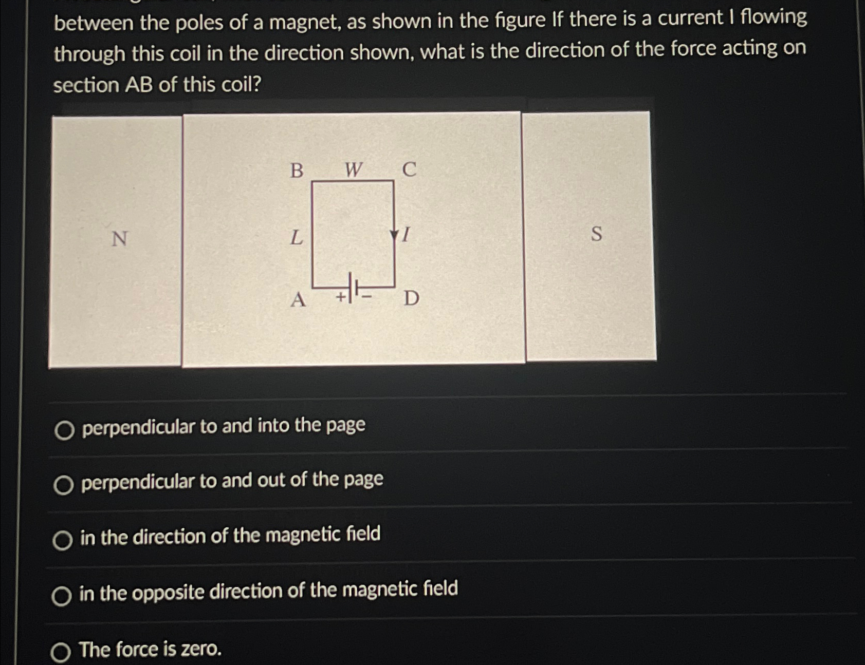 Solved between the poles of a magnet, as shown in the figure | Chegg.com