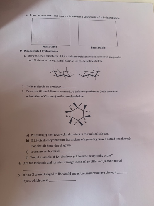 Solved 7. Draw the most stable and least stable Newman's | Chegg.com