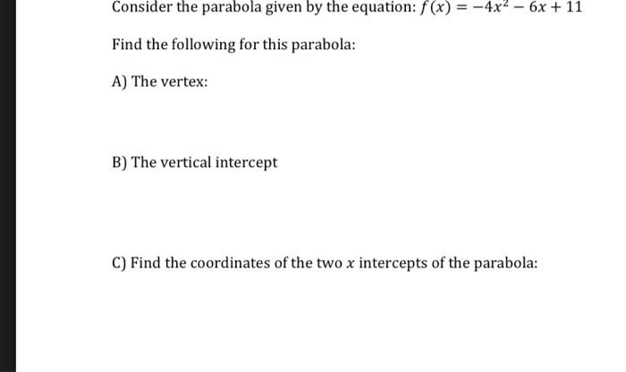 Solved Consider The Parabola Given By The Equation 1345